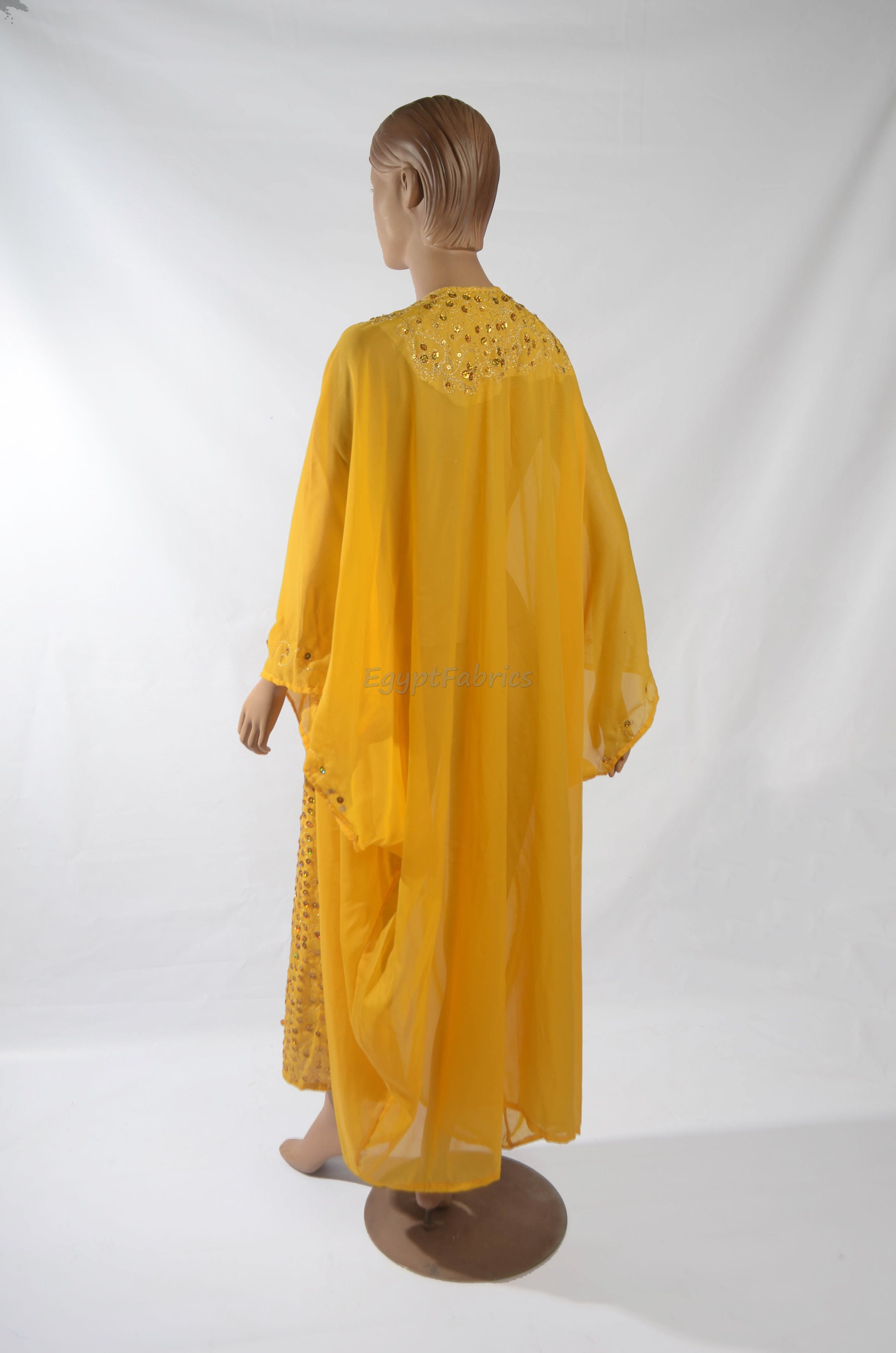 Khaliji Thobes Belly Dance Yellow Golden Abaya Kaftan Dress Khaleegy ...