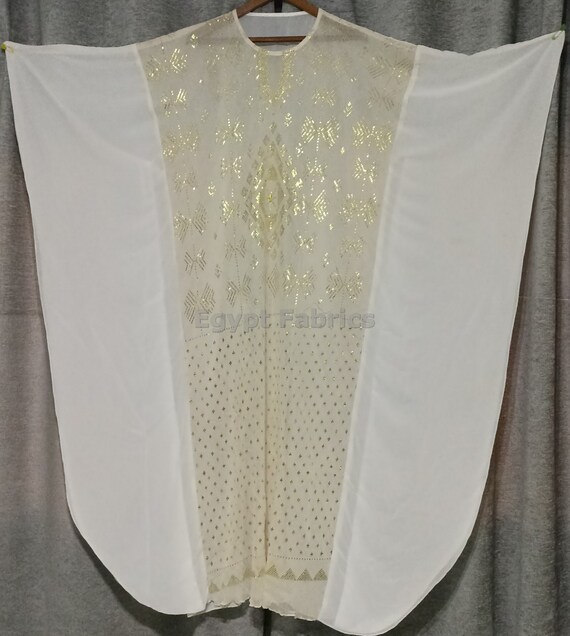 Egyptian Assuit Golden color Metal / Net Tulle Fabric Abaya - Etsy