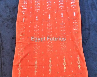 Egyptian Assuit Golden color Metal / Net Tulle Fabric Abaya Kaftan Wrap ...
