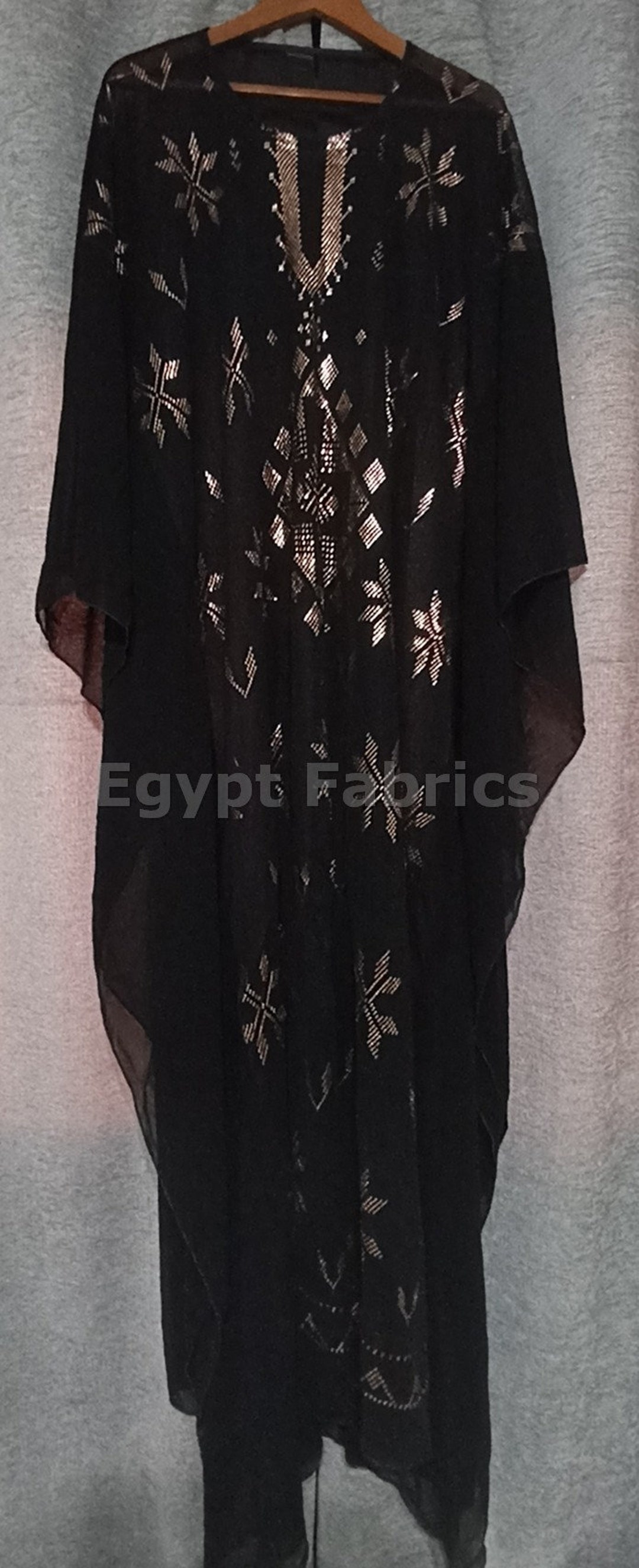 Egyptian Assuit ( Bronze )color Metal / Net Tulle Fabric Abaya Kaftan ...