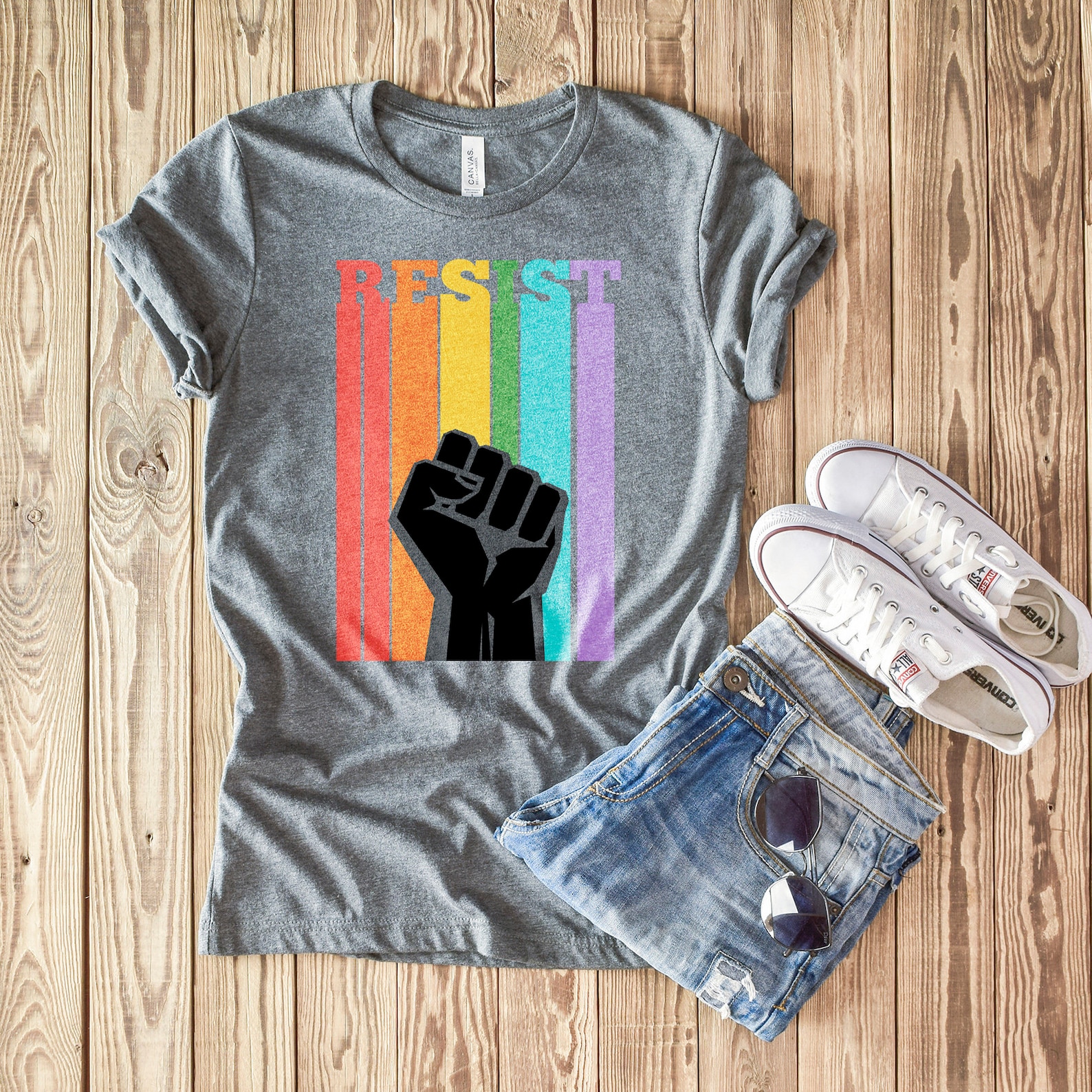 Resist T-shirt Rainbow Resist Gay Pride LGBTQ T-shirt Gay - Etsy