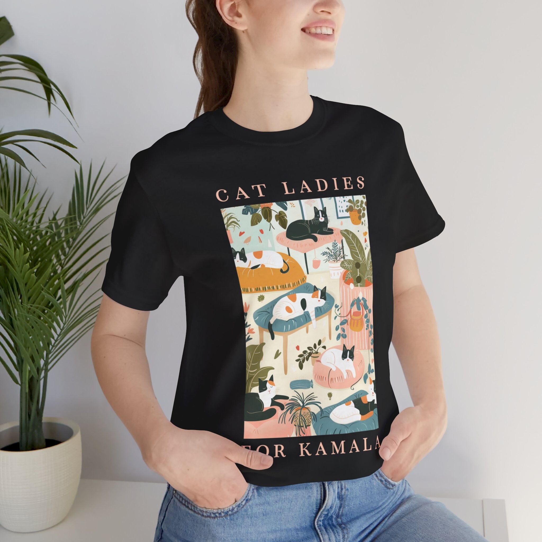 Miserable Childless Cat Ladies for Kamala Shirt, Cute Pink Cats Kamala ...