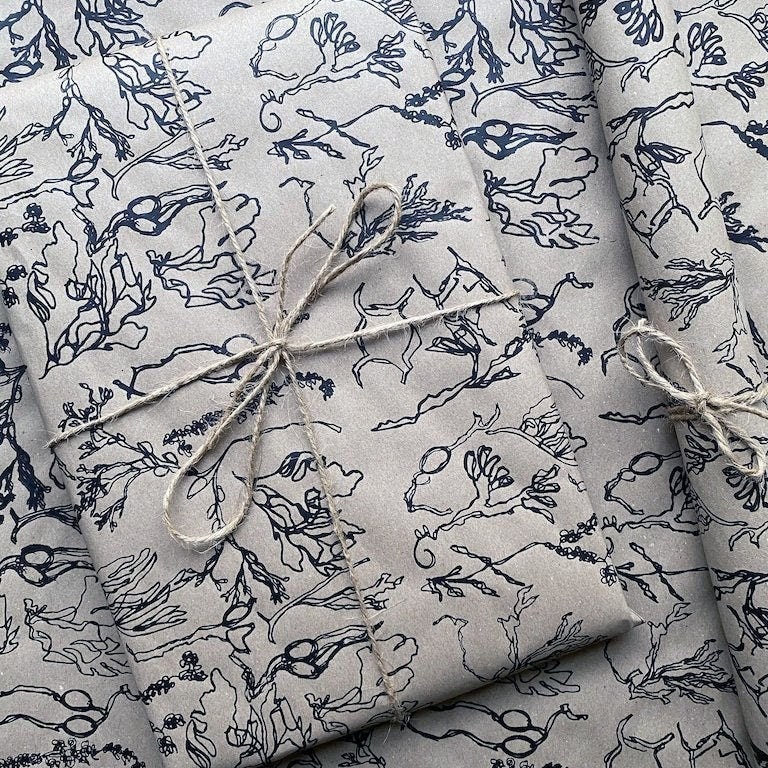 Seaweed Wrapping Paper. Hand Printed on 100% Recycled Wrapping - Etsy