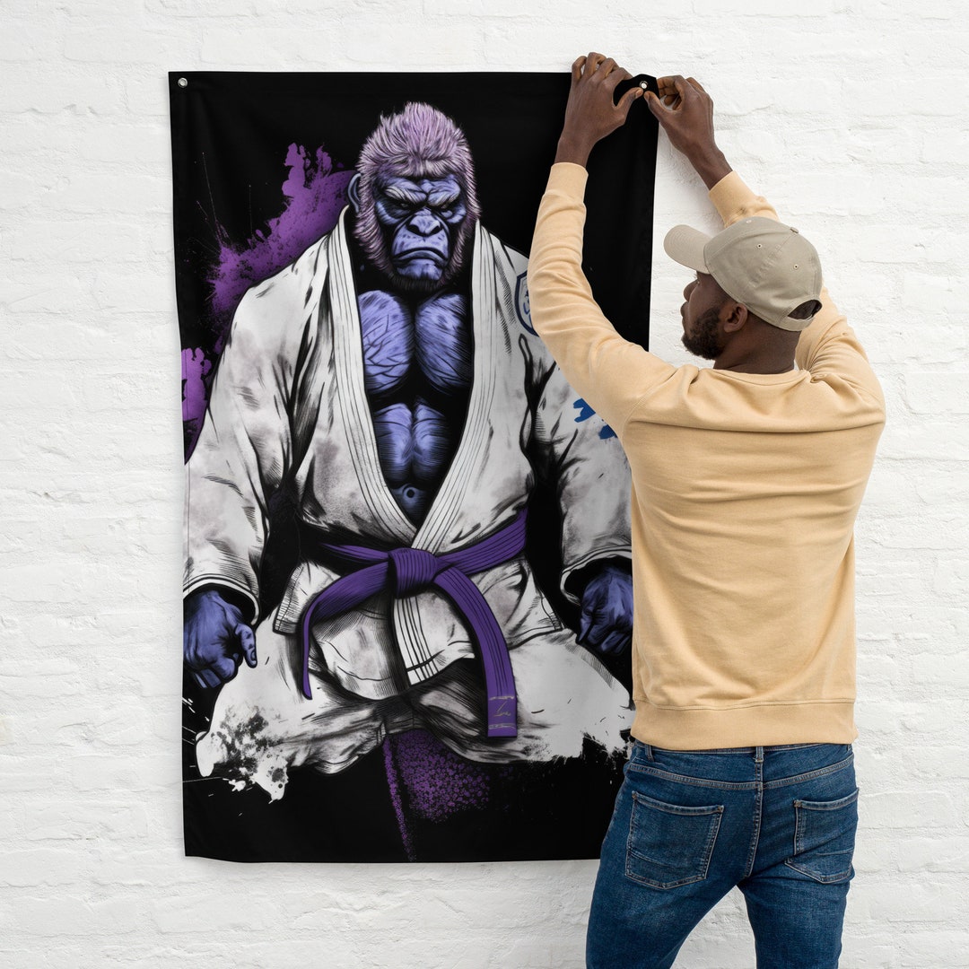 Jiu Jitsu Gorilla Flag - BJJ Wall Art Decor - Brazilian Gift - Martial ...
