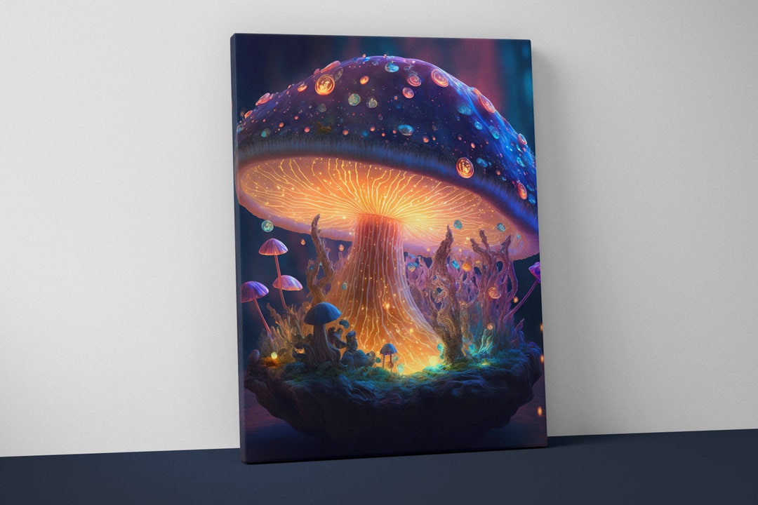 Colorful Mushroom Canvas Print - Psychedelic Wall Art - Beautiful Wall ...