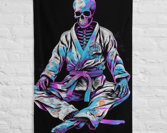 Jiu Jitsu Skeleton Flag BJJ Wall Art Decor Brazilian Gift Martial Arts ...