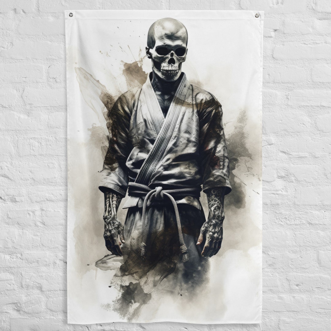 Jiu Jitsu Skeleton Flag - BJJ Wall Art Decor - Brazilian Gift - Martial ...