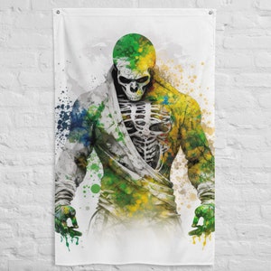Jiu Jitsu Skeleton Flag BJJ Wall Art Decor Brazilian Gift Martial Arts ...