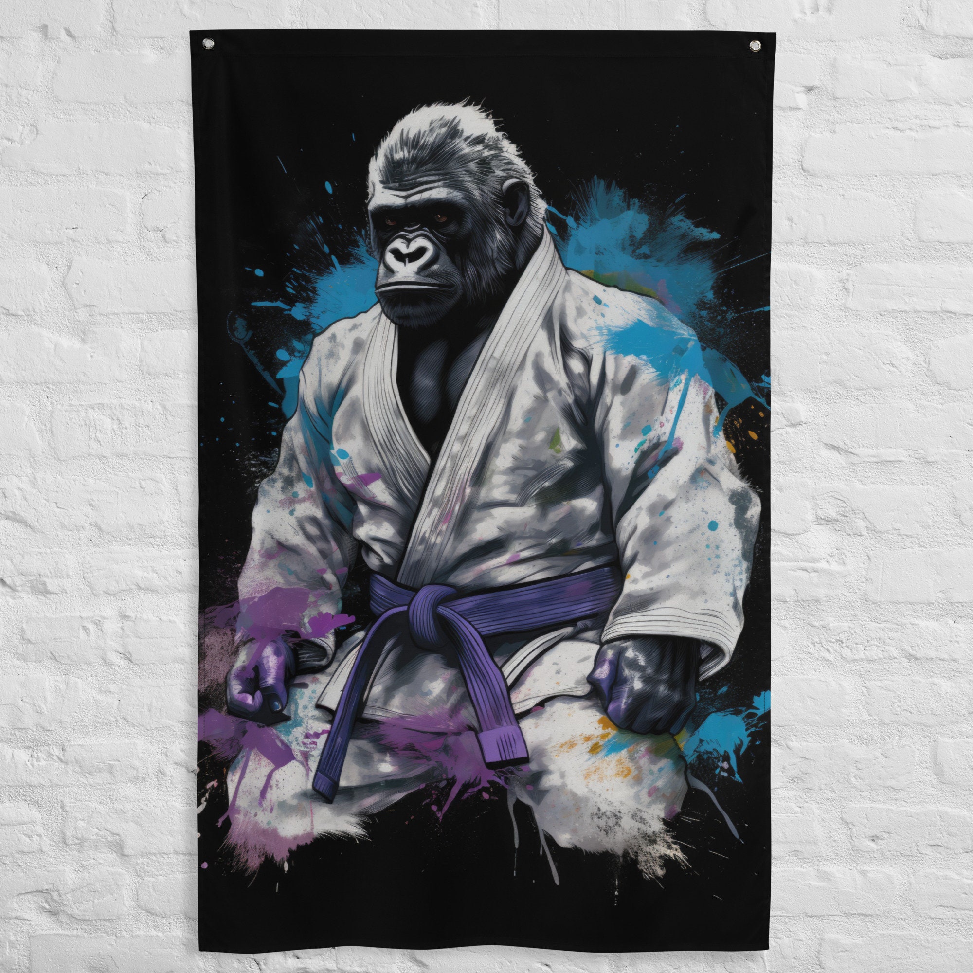 Jiu Jitsu Gorilla Flag - BJJ Wall Art Decor - Brazilian Gift - Martial ...