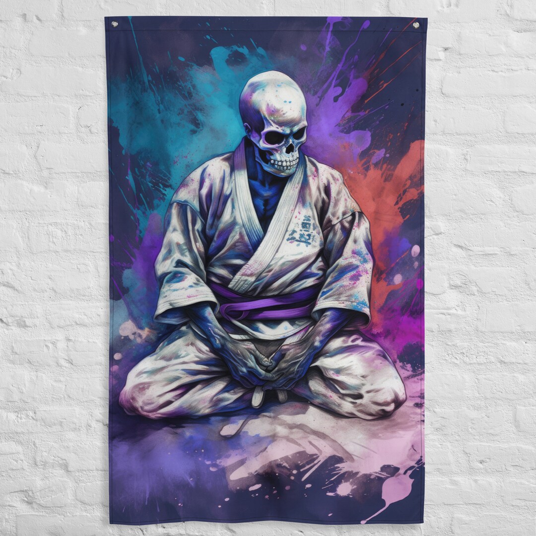 Jiu Jitsu Skeleton Flag - BJJ Wall Art Decor - Brazilian Gift - Martial ...