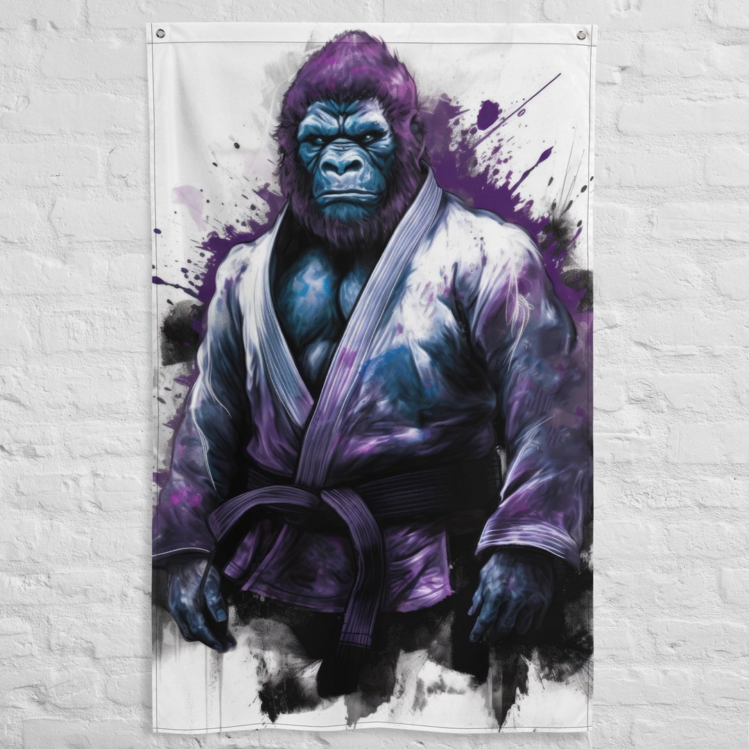 Jiu Jitsu Gorilla Flag - BJJ Wall Art Decor - Brazilian Gift - Martial ...