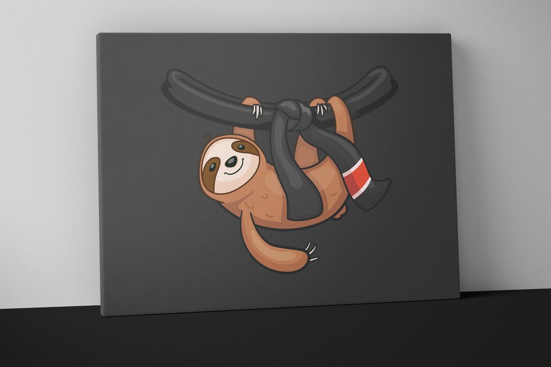 Sloth Grip Jiu Jitsu Mounted Canvas BJJ Wall Art Funny Brazilian Gift ...