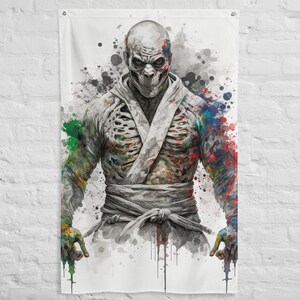 Jiu Jitsu Skeleton Flag BJJ Wall Art Decor Brazilian Gift Martial Arts ...