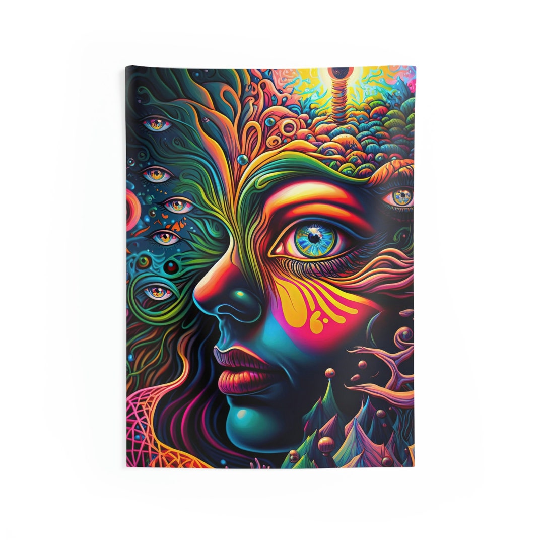 Psychedelic Trippy Wall Tapestry Weird Wall Art Flag Funky Surreal ...