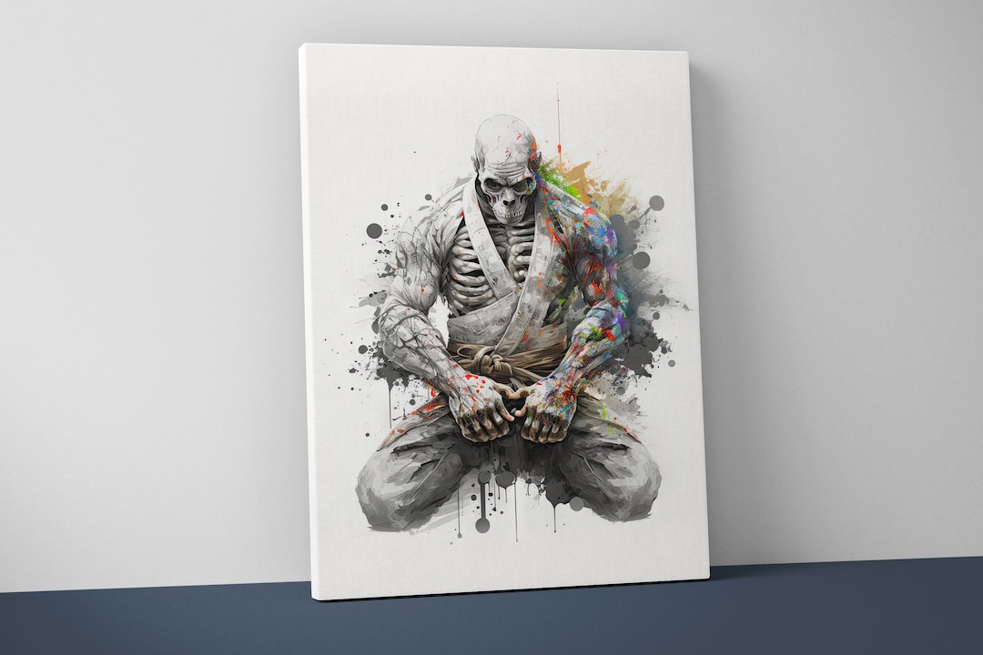 Jiu Jitsu Skeleton Fighter Mounted Canvas - BJJ Wall Art - Funny ...