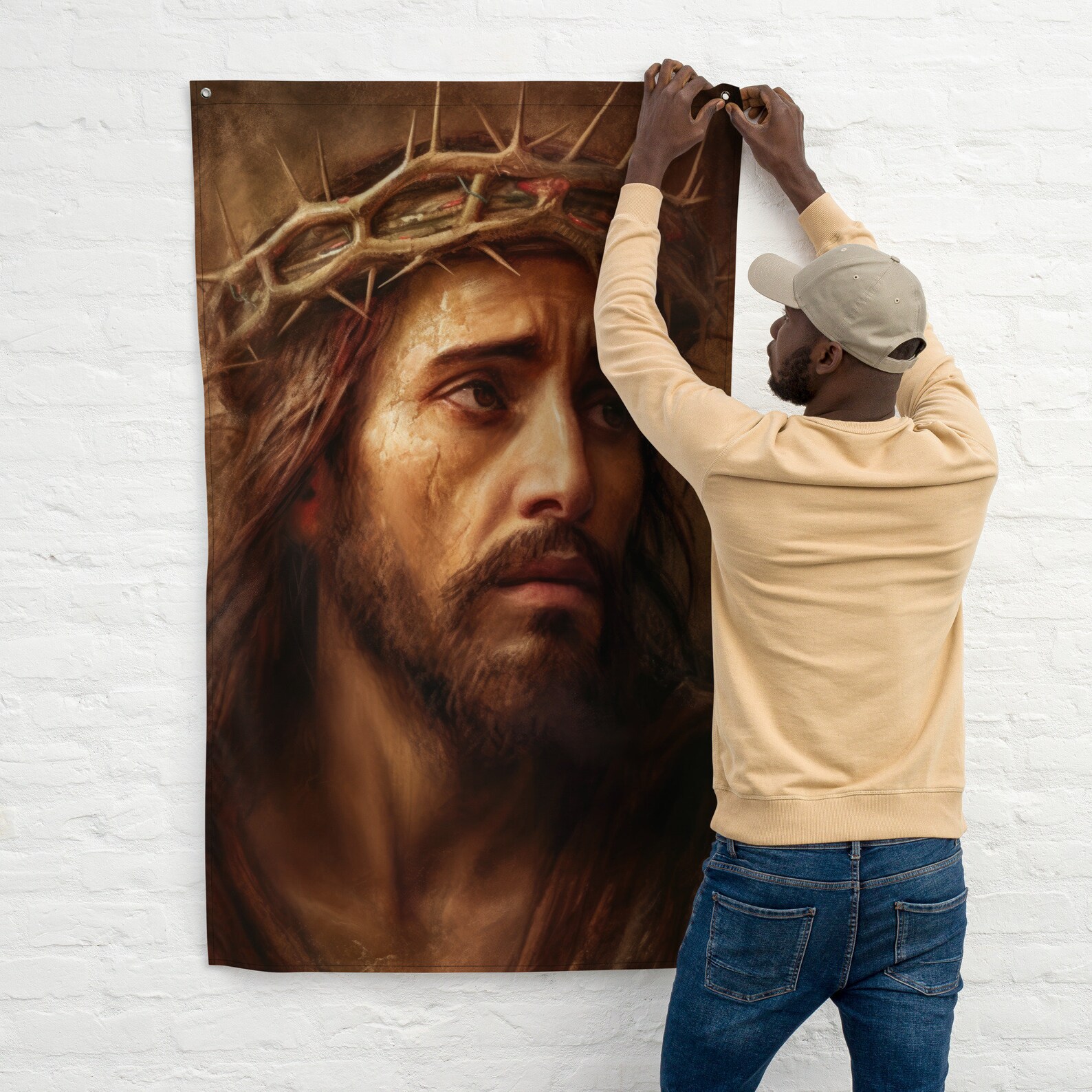 Jesus Christ Flag Art Modern Christian Tapestry Catholic - Etsy