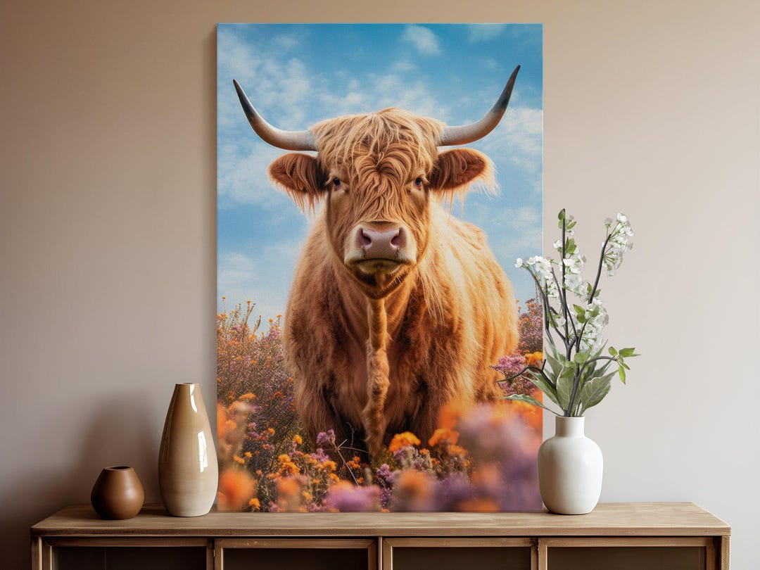 Highland Cow Art Print, Digital Wall Art, Highland Cattle Poster ...