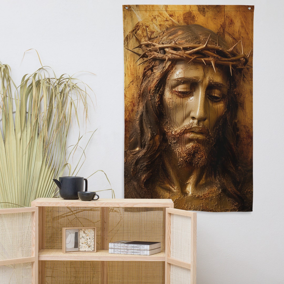 Jesus Christ Flag Art Modern Christian Tapestry Catholic Decor Church ...