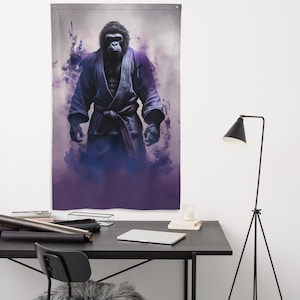 Jiu Jitsu Gorilla Flag - BJJ Wall Art Decor - Brazilian Gift - Martial ...
