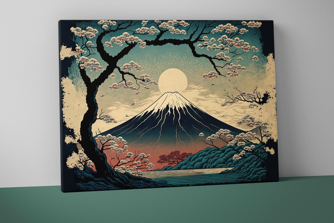Mount Fuji Canvas Print Japanese Poster Landscape Painting Wall Decor Japan Above Bed Art V19 - Etsy