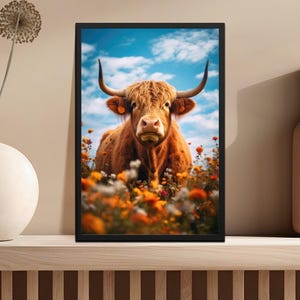 Highland Cow Digital Print, Highland Cow Artwork Download, Rustic ...