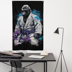 Jiu Jitsu Gorilla Flag - BJJ Wall Art Decor - Brazilian Gift - Martial ...