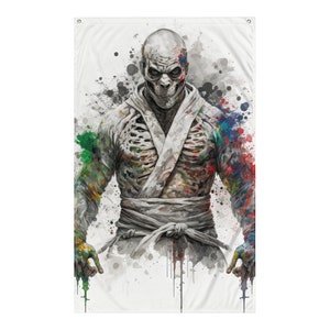 Jiu Jitsu Skeleton Flag BJJ Wall Art Decor Brazilian Gift Martial Arts ...