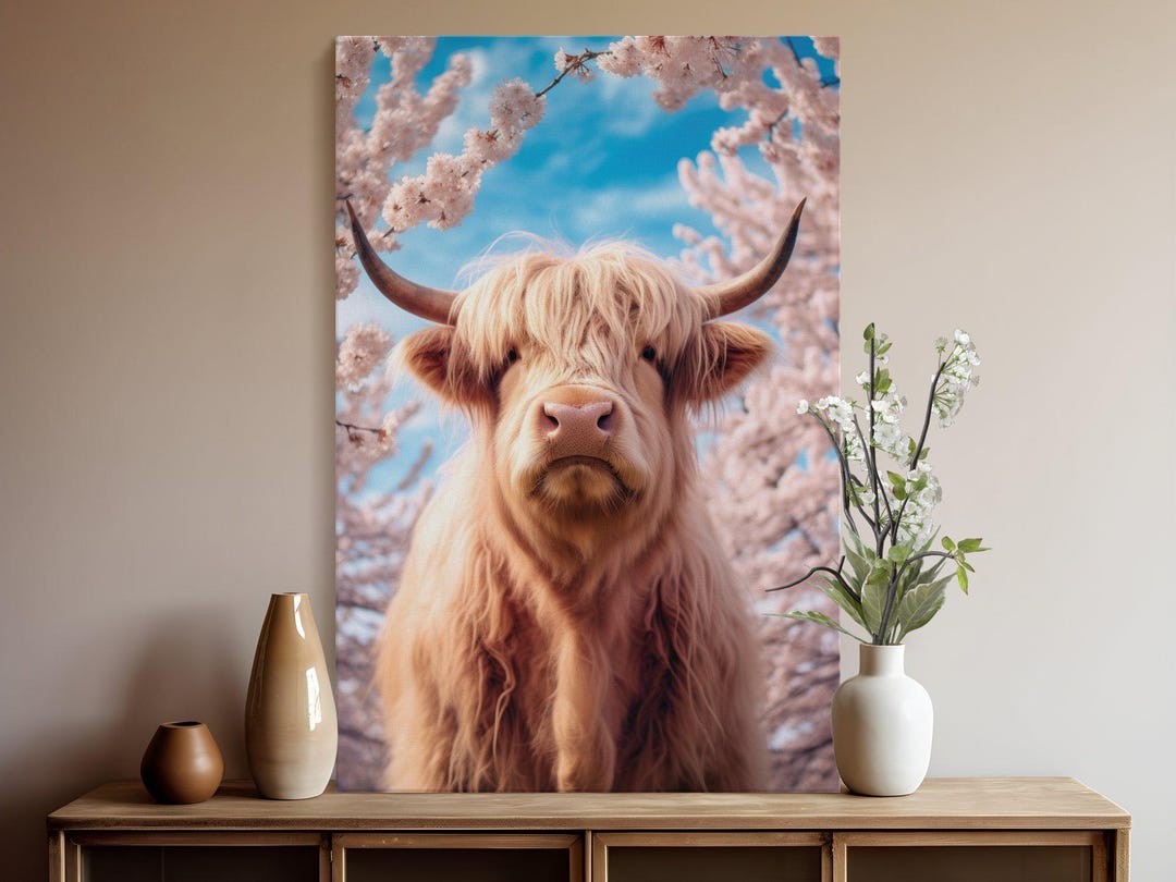 Highland Cow Digital Art Poster, Scottish Highland Cattle Print ...
