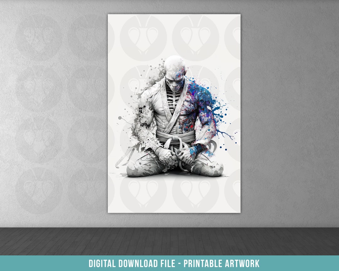 Jiu Jitsu Printable File Poster - Skeleton Wall Art - BJJ Decor ...