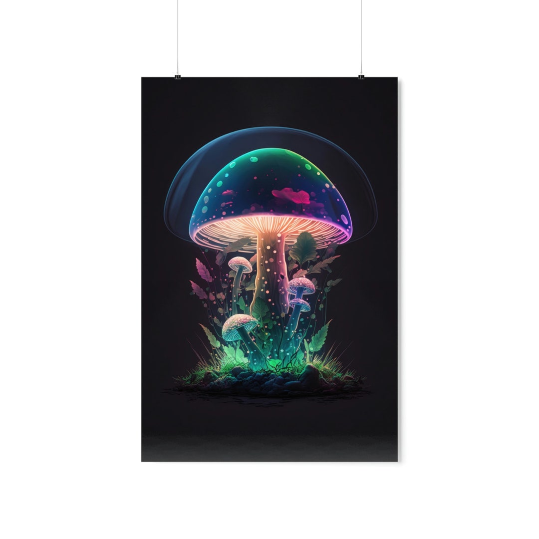 Mushroom Print Art Mushroom Wall Print Magic Mushroom Poster UNFRAMED ...
