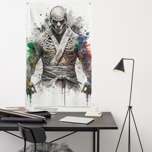 Jiu Jitsu Skeleton Flag BJJ Wall Art Decor Brazilian Gift Martial Arts ...