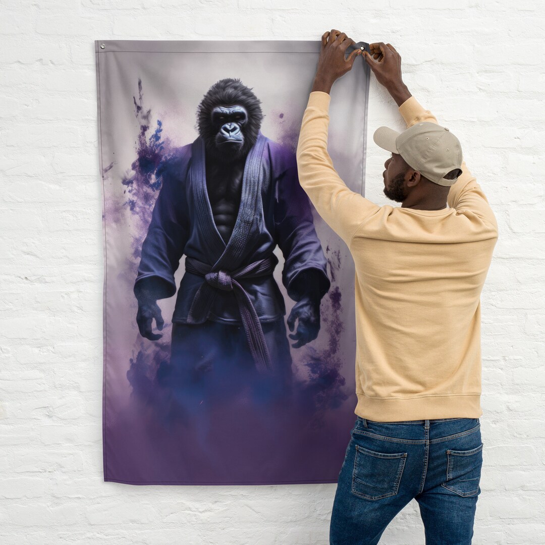 Jiu Jitsu Gorilla Flag - BJJ Wall Art Decor - Brazilian Gift - Martial ...
