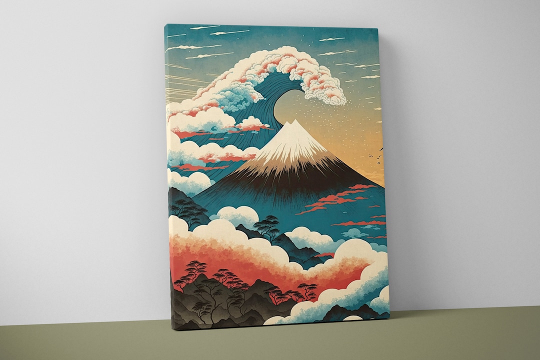 Mount Fuji Canvas Print Japanese Poster Landscape Painting Wall Decor Japan Above Bed Art V2 - Etsy