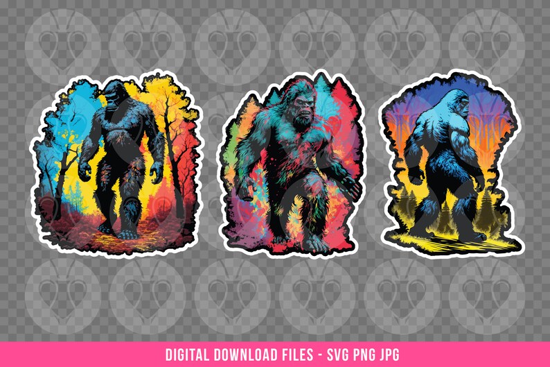 Colorful Bigfoot SVG Bundle Digital Download Sasquatch - Etsy