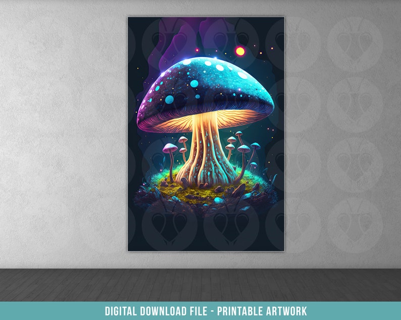 Colorful Mushroom Printable File Poster Psychedelic Wall Art - Etsy