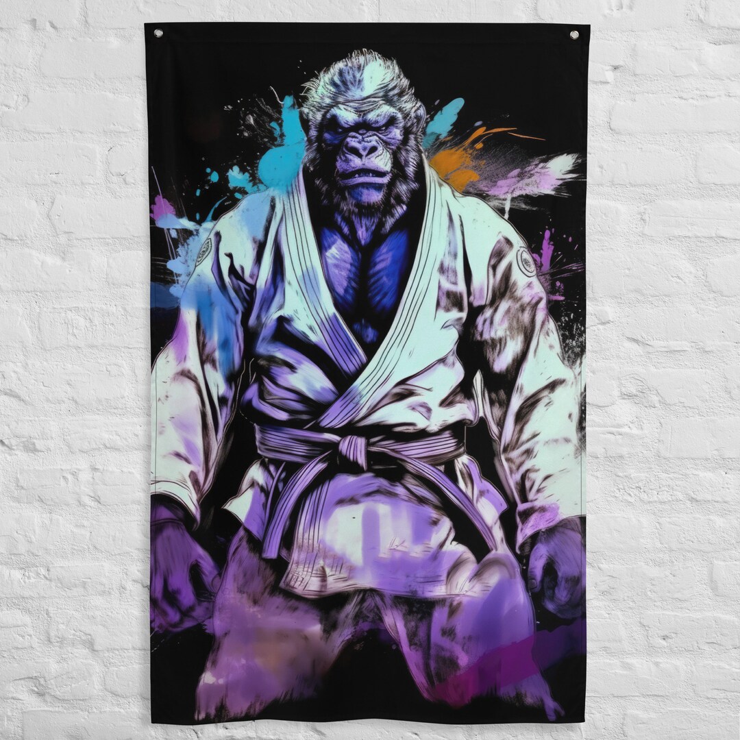 Jiu Jitsu Gorilla Flag - BJJ Wall Art Decor - Brazilian Gift - Martial ...