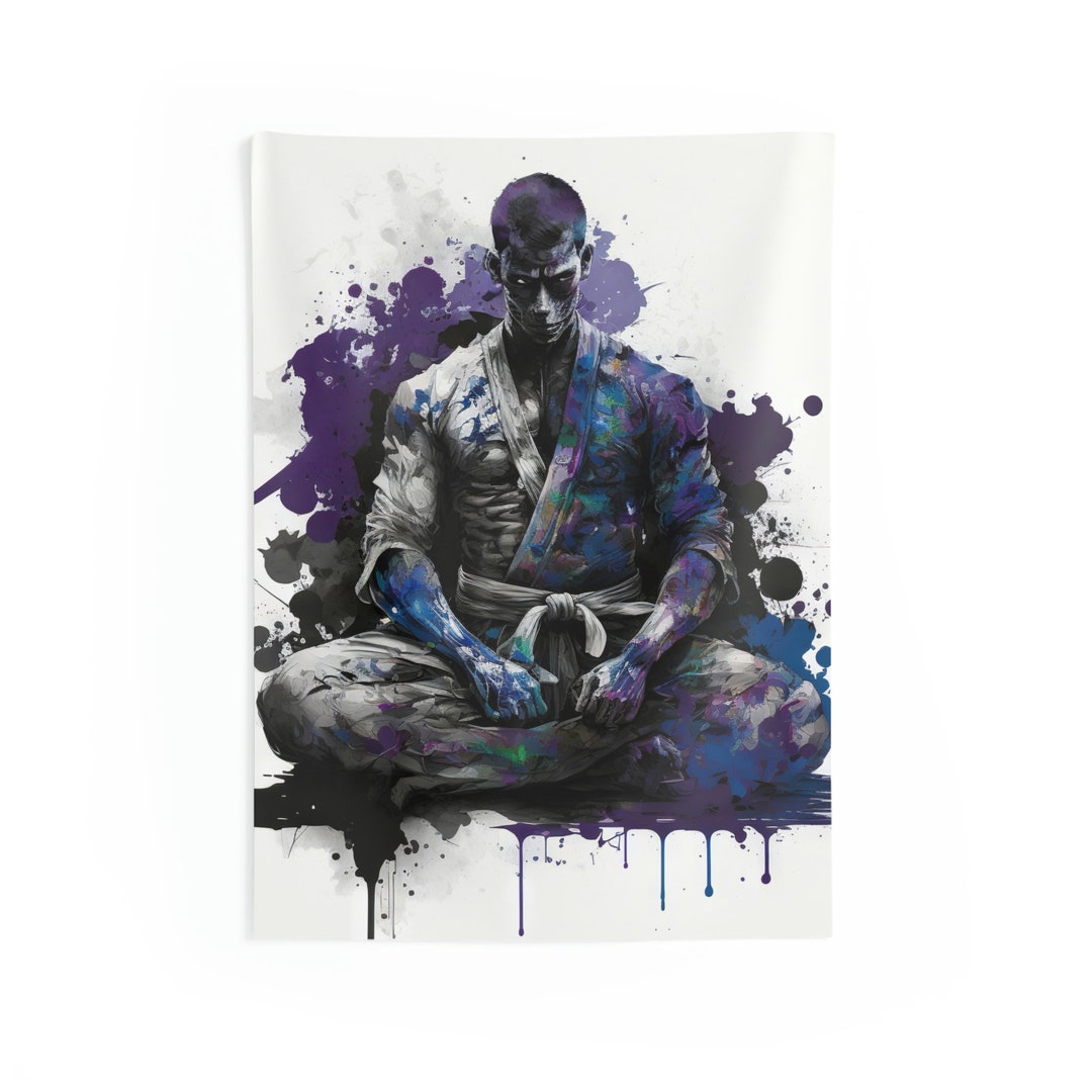 Jiu Jitsu Skeleton Fighter Wall Tapestry - BJJ Art Decor - Brazilian ...
