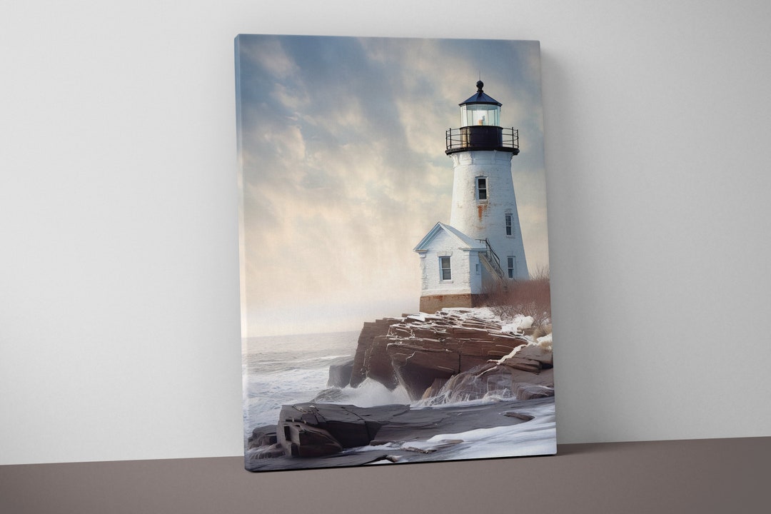 Lighthouse Canvas Print - Coastal Wall Art - Nautical Decor Gift - V12 ...