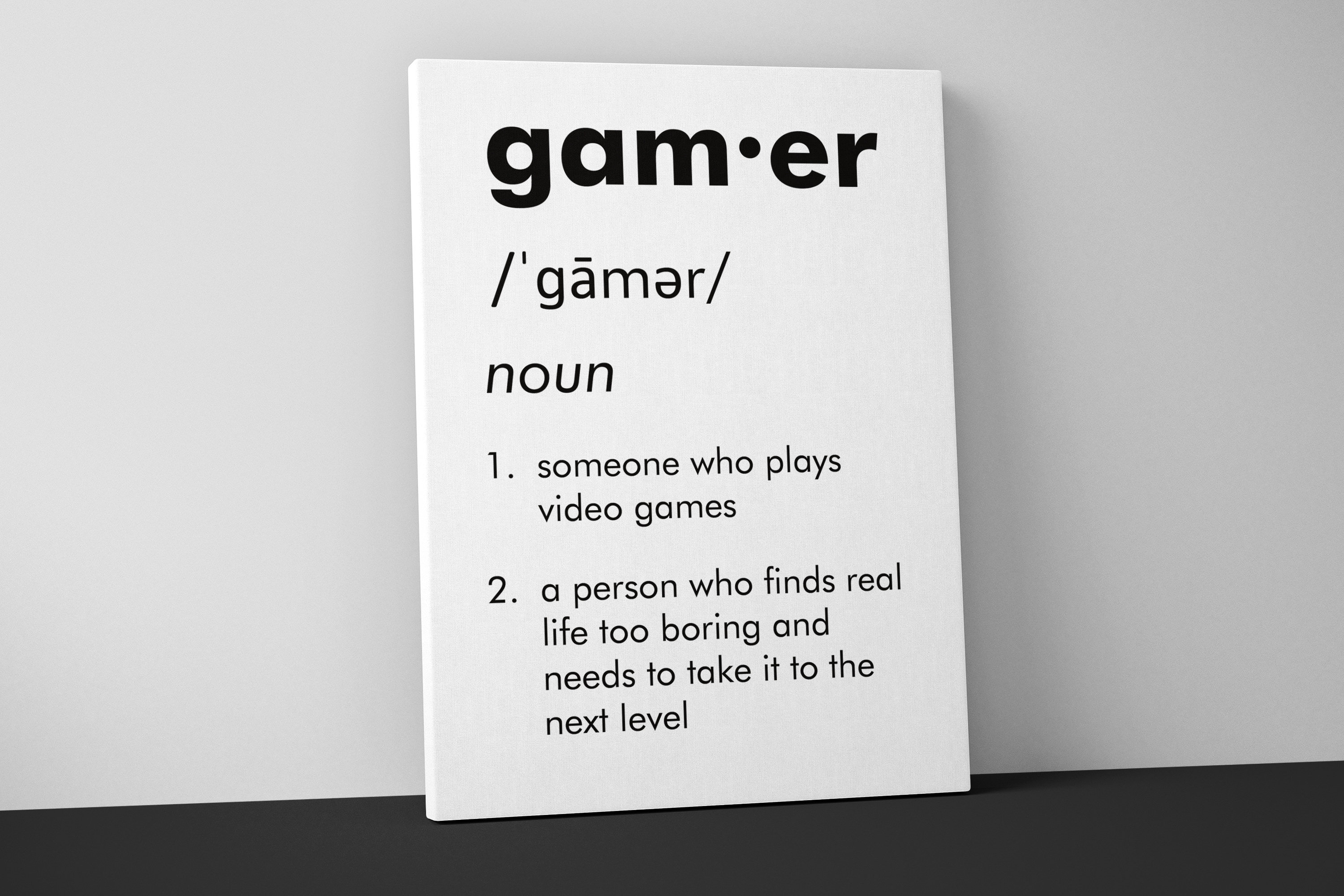 Gamer Definition Mounted Canvas Print Gamer Video Game Decor - Etsy