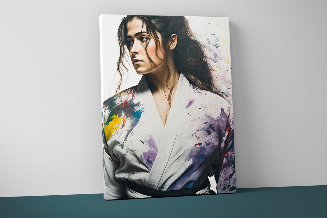 Jiu Jitsu Female Gi Mounted Canvas - BJJ Wall Art - Girls Brazilian ...