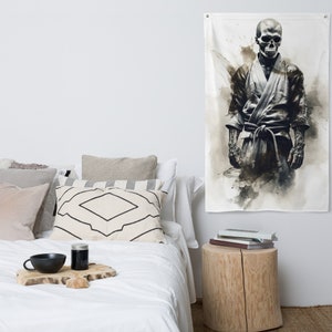 Jiu Jitsu Skeleton Flag - BJJ Wall Art Decor - Brazilian Gift - Martial ...