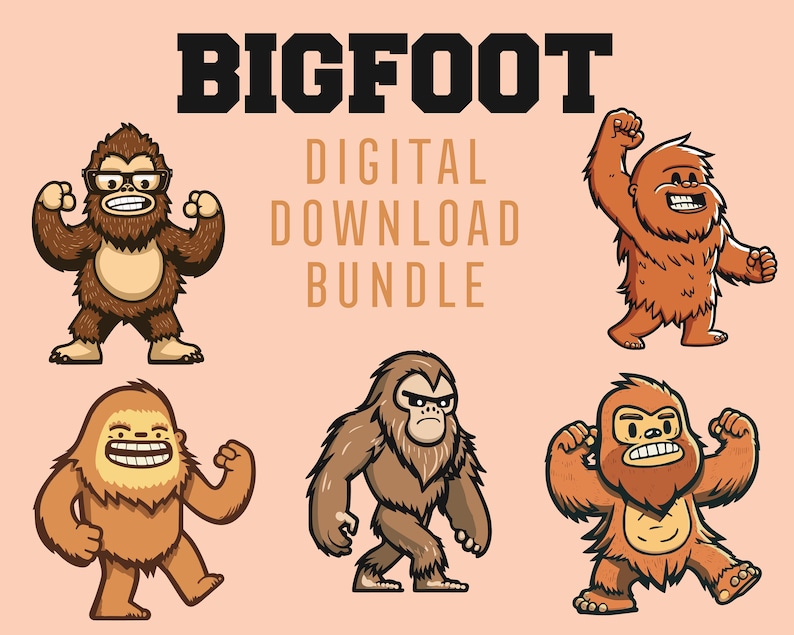 Bigfoot SVG Bundle Digital Download Cute Sasquatch Yeti - Etsy