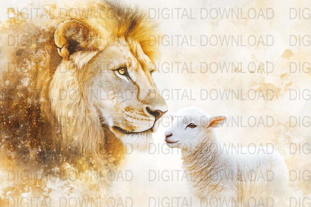 Lion and Lamb Art, Lion and the Lamb, Lamb of God, Christian Home Decor ...