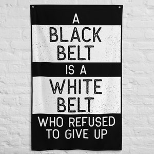 Black Belt White Belt Jiu Jitsu Flag - BJJ Wall Art Decor - Brazilian ...