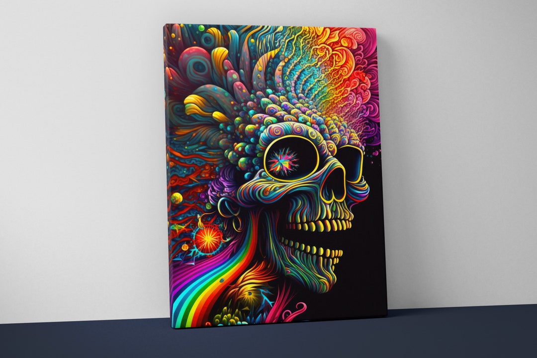 Psychedelic Trippy Mounted Canvas Weird Wall Art Funky Surreal Decor ...