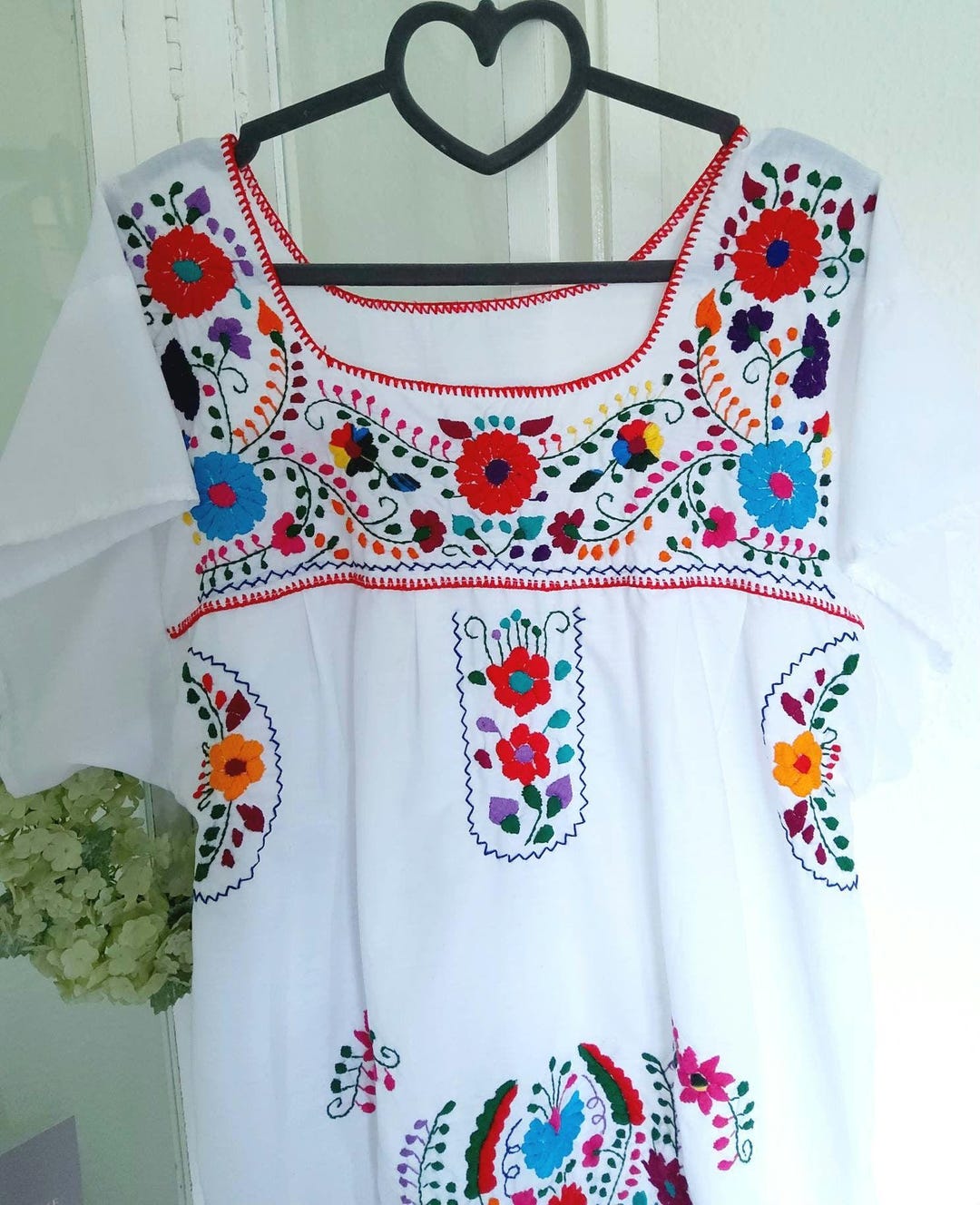 Folklore, Handmade, Mexican Embroidery, Colorful, Peasant Dress, Tunic ...