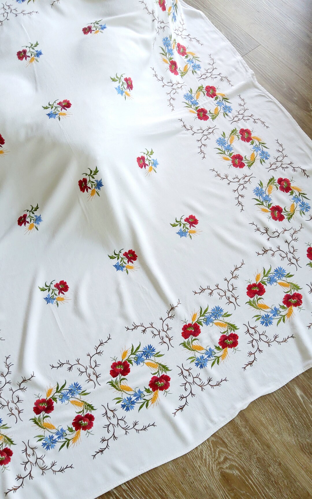 Beautifully Embroidered, Poppies, Field Flowers, Ears of Corn ...