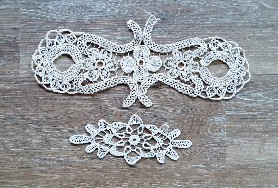 SET: Real Macrame Lace Doilies, Romania, Handmade, Beige Oval - Etsy