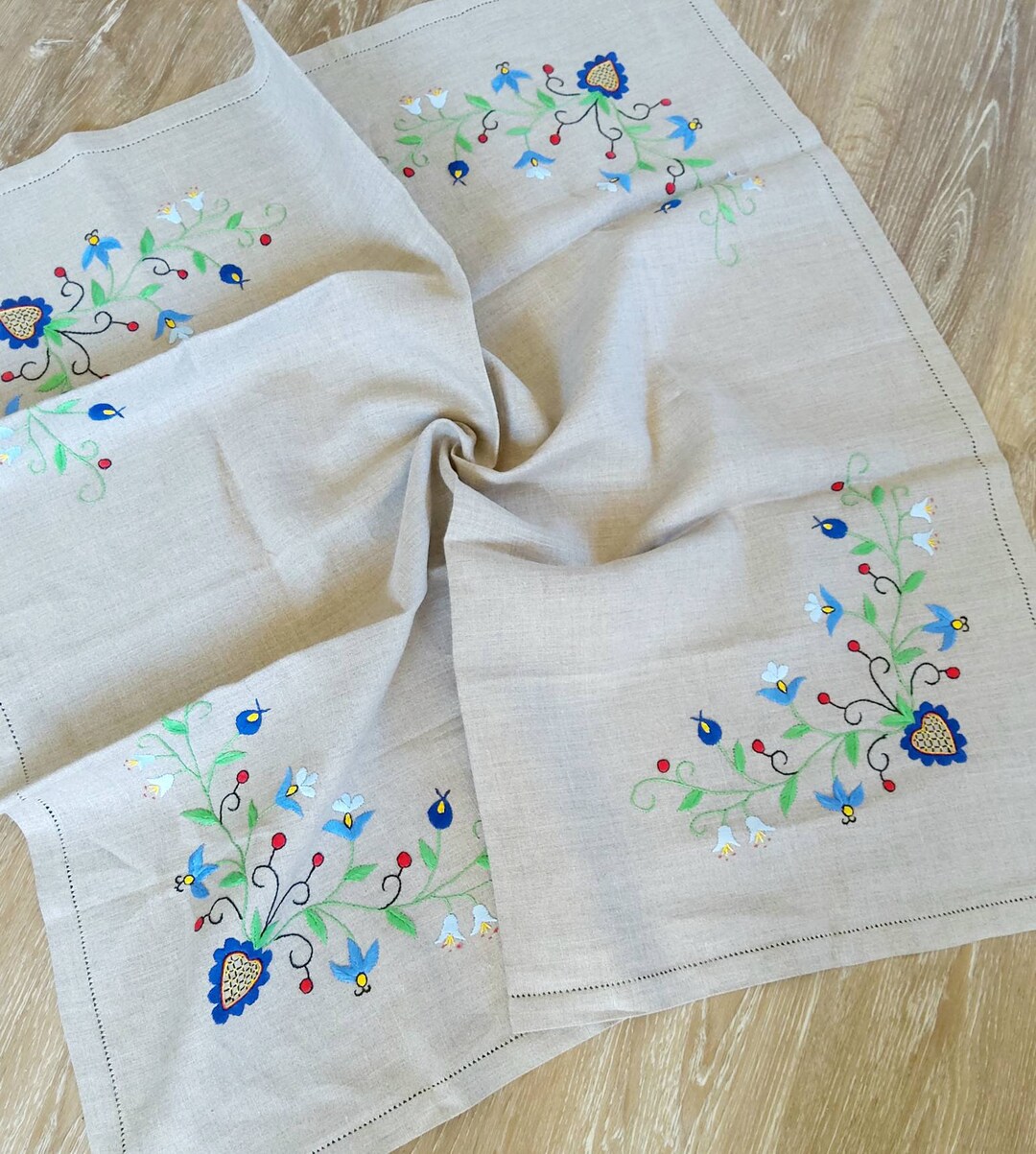 Linen Embroidery, Folklore Large Tablecloth, Colorfully Embroidered ...