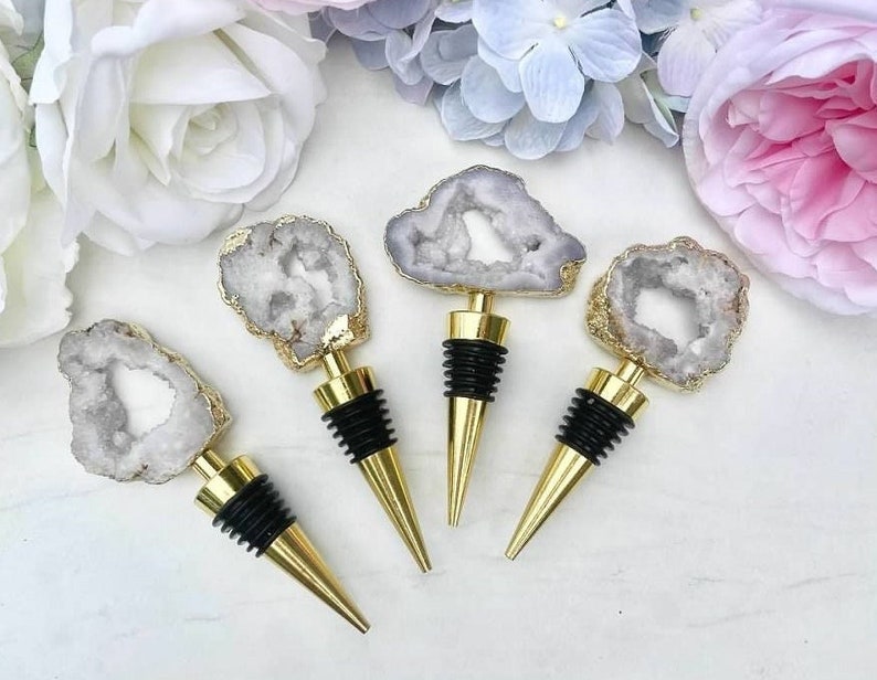 Handcrafted White Clear Agate Druzy Crystal Wine Bottle - Etsy